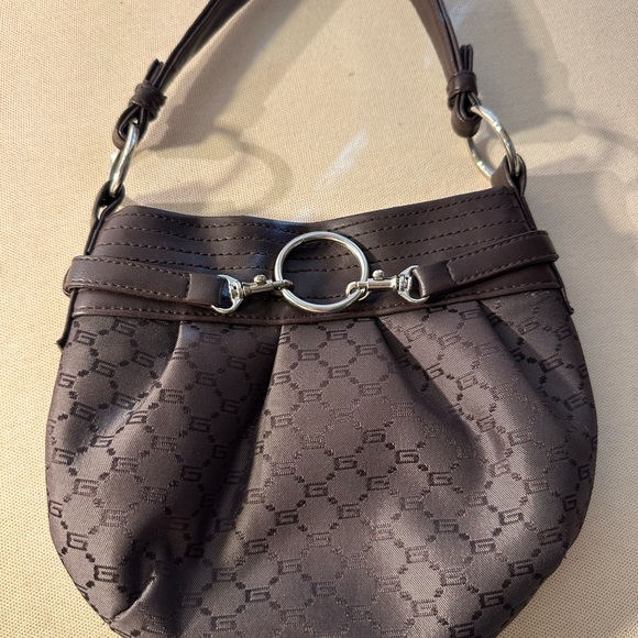 Guess | Bags | Guess Dark Brown Patterned Shoulder Bag | Poshmark